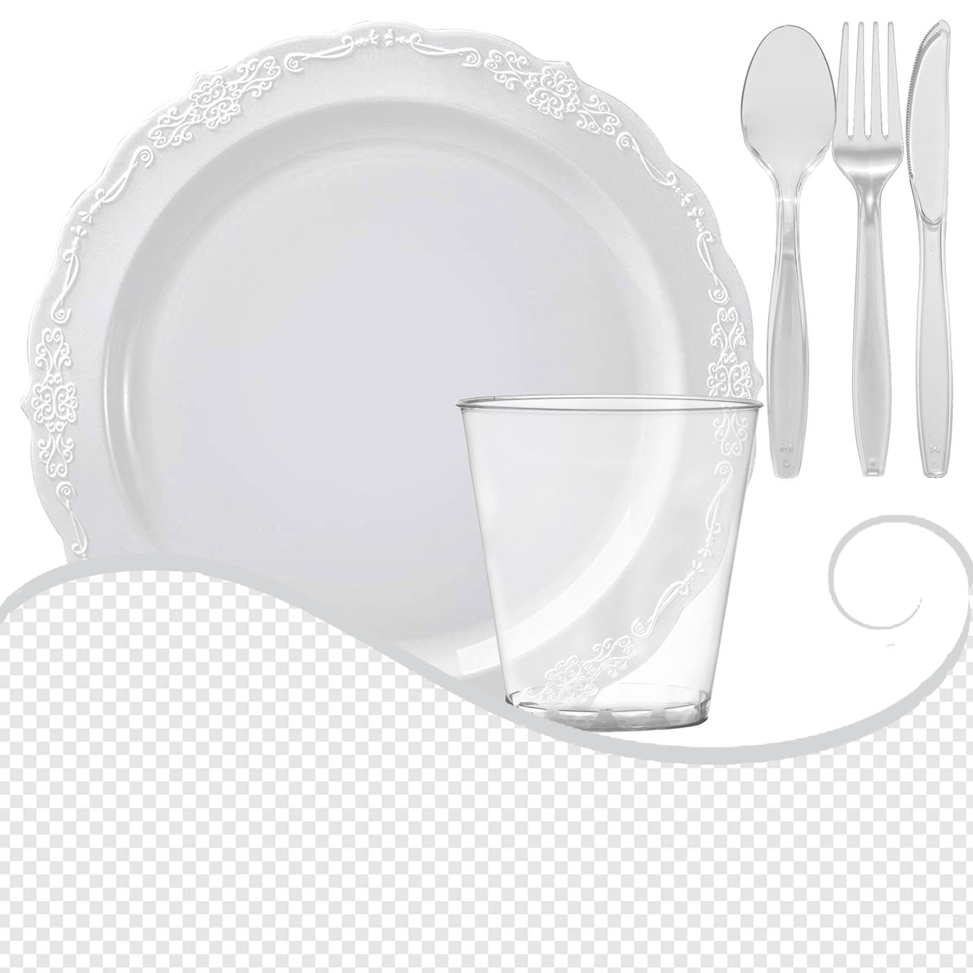 Clear Party Dinnerware | Wedding Supplies | Kaya Collection – The Kaya ...