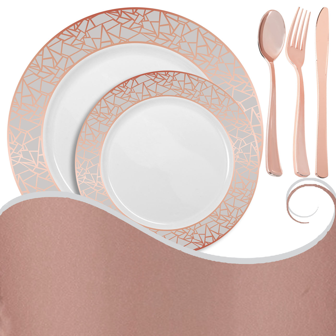 Rose Gold Party Dinnerware | Wedding Supplies | Kaya Collection – The ...