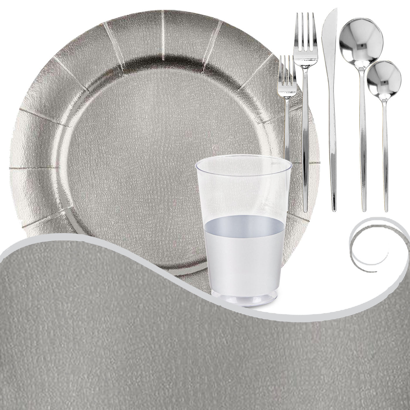 Silver Party Dinnerware | Wedding Supplies | Kaya Collection – The Kaya ...