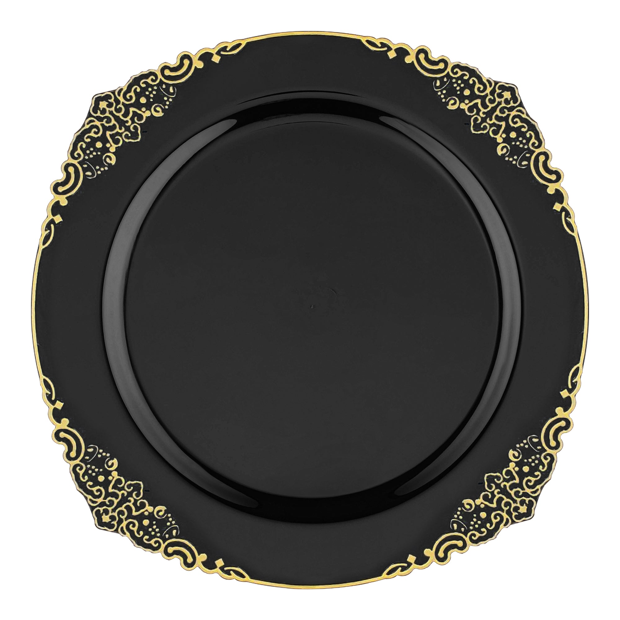 Plastic Plate - Black with Gold Fancy Dinner Plates | Kaya Collection ...