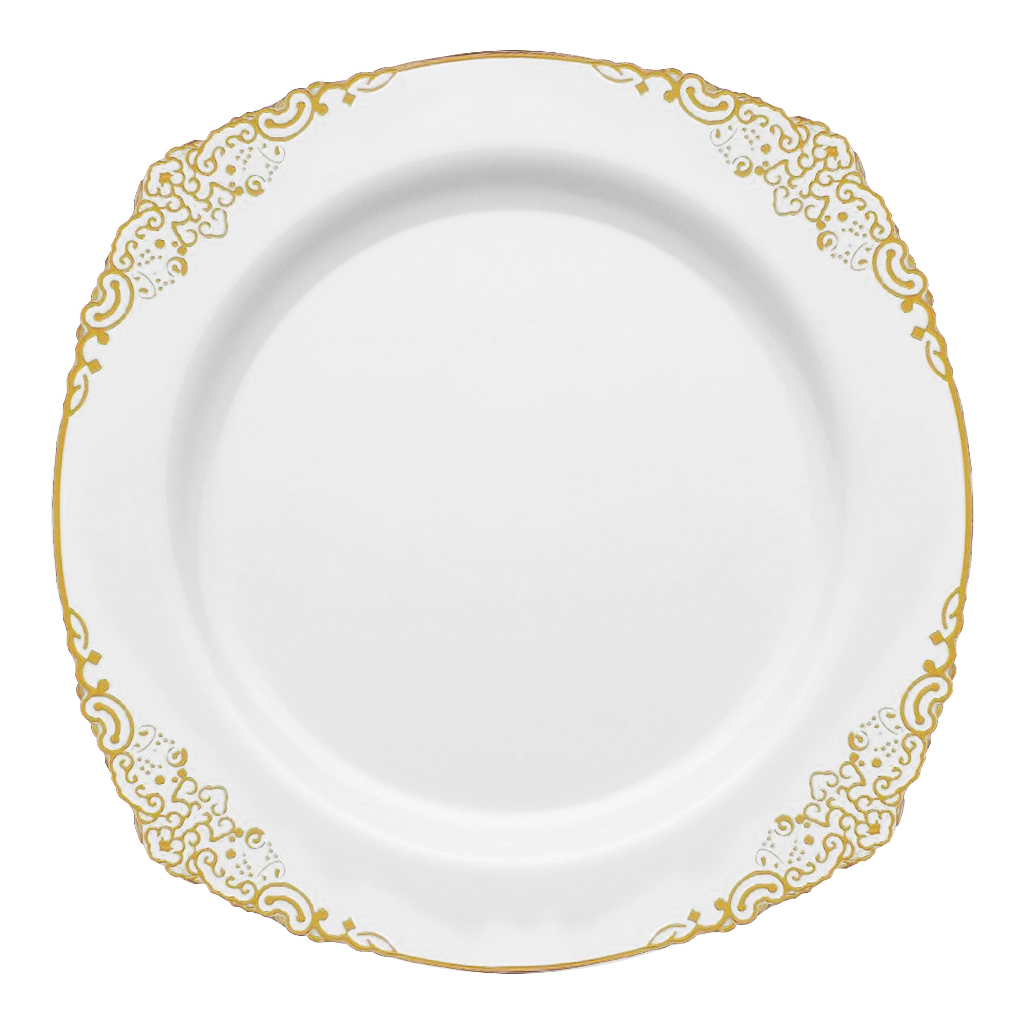 Plastic Plate - White with Gold Fancy Dinner Plates | Kaya Collection ...