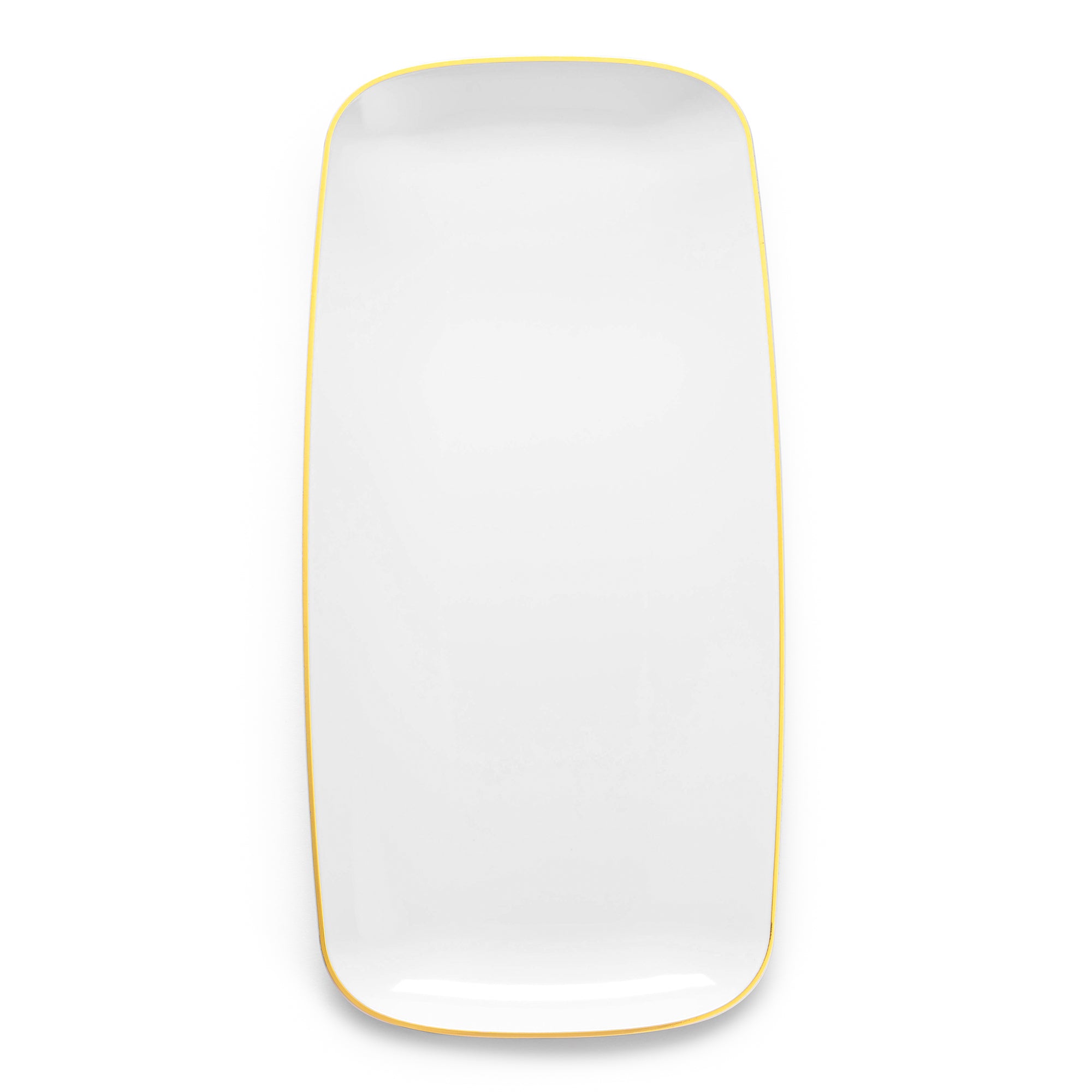 Plastic Plates - White Gold Flat Rectangle Plate | Kaya Collection ...