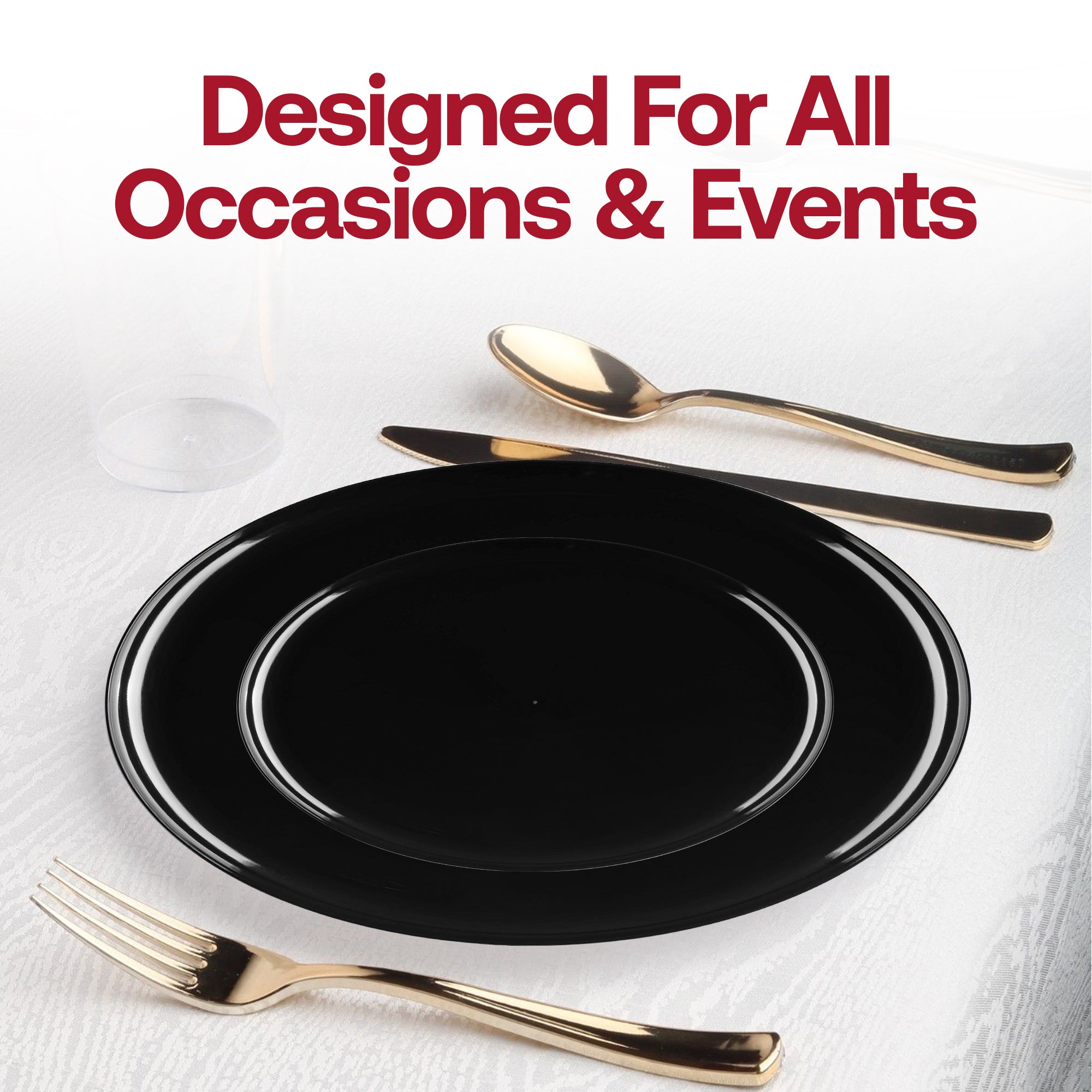 Plastic Plates - Black Flat Round Dinner Plates | Kaya Collection – The ...