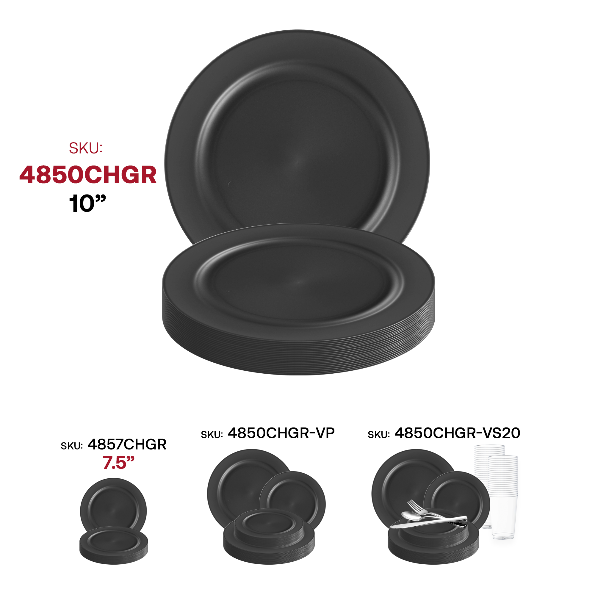 Plastic Plate - Matte Charcoal Gray Dinner Plates | Kaya Collection ...