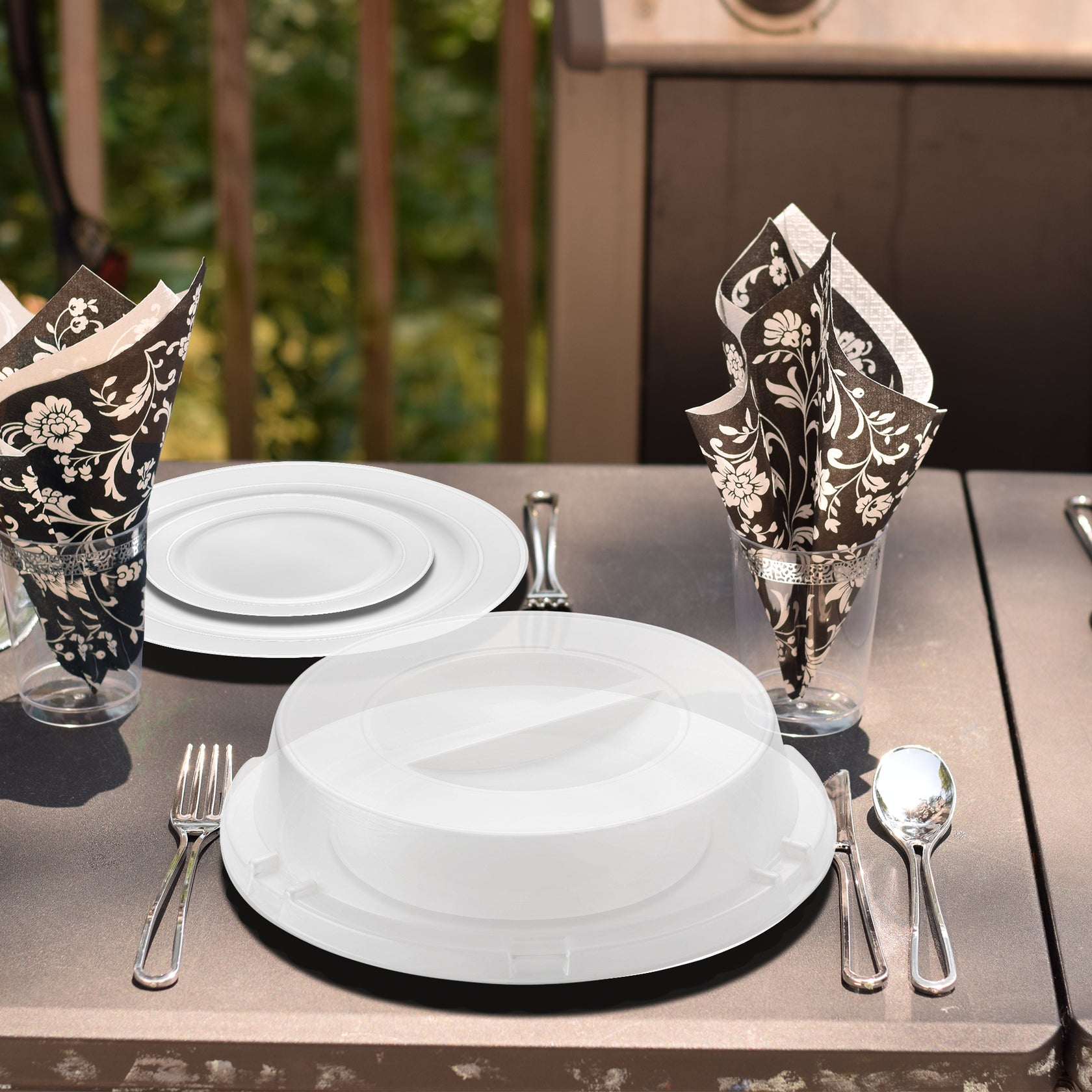 Plastic Plates - White Buffet Plates with Dome Lids | Kaya Collection ...