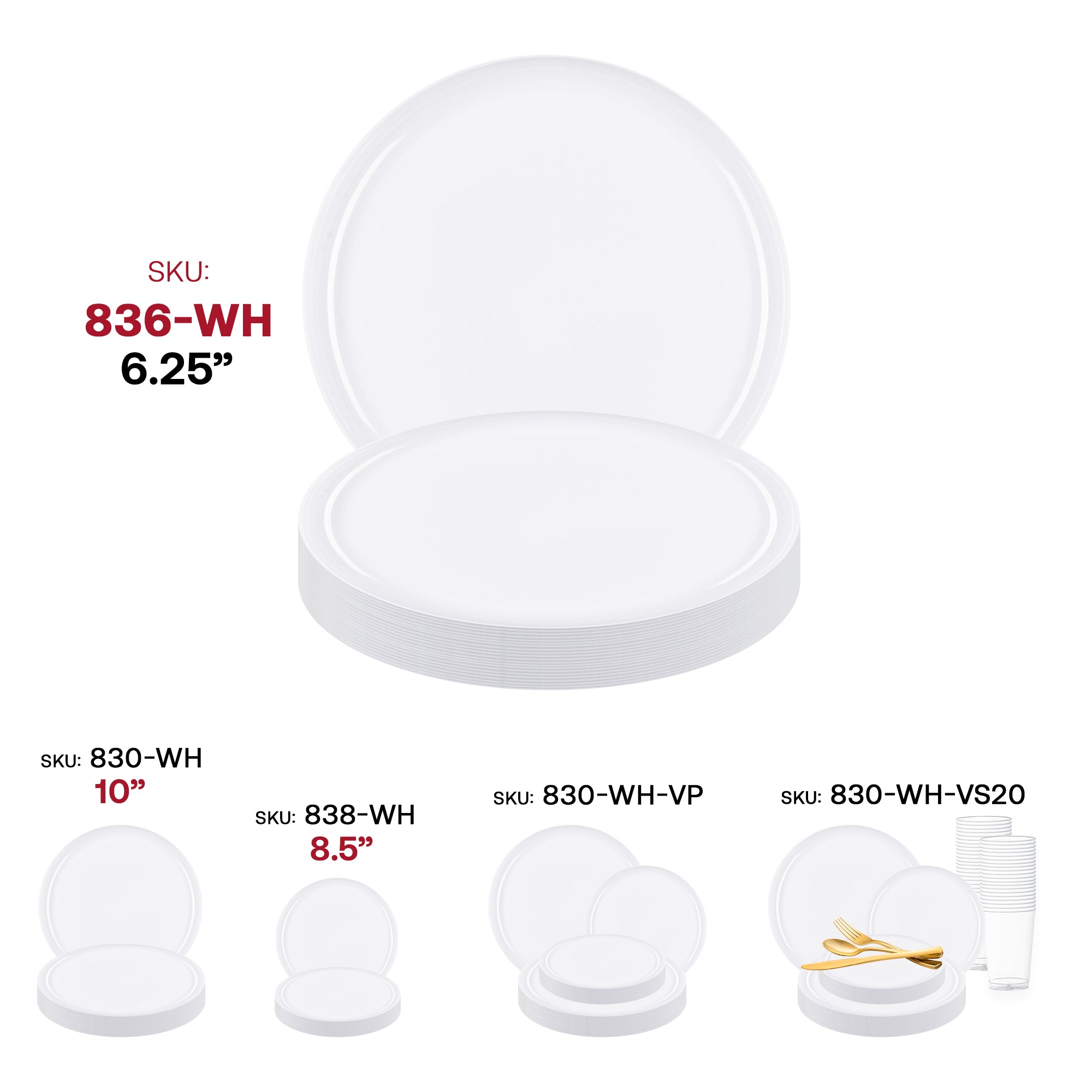 Plastic Plates - White Flat Round Pastry Plates | Kaya Collection – The ...