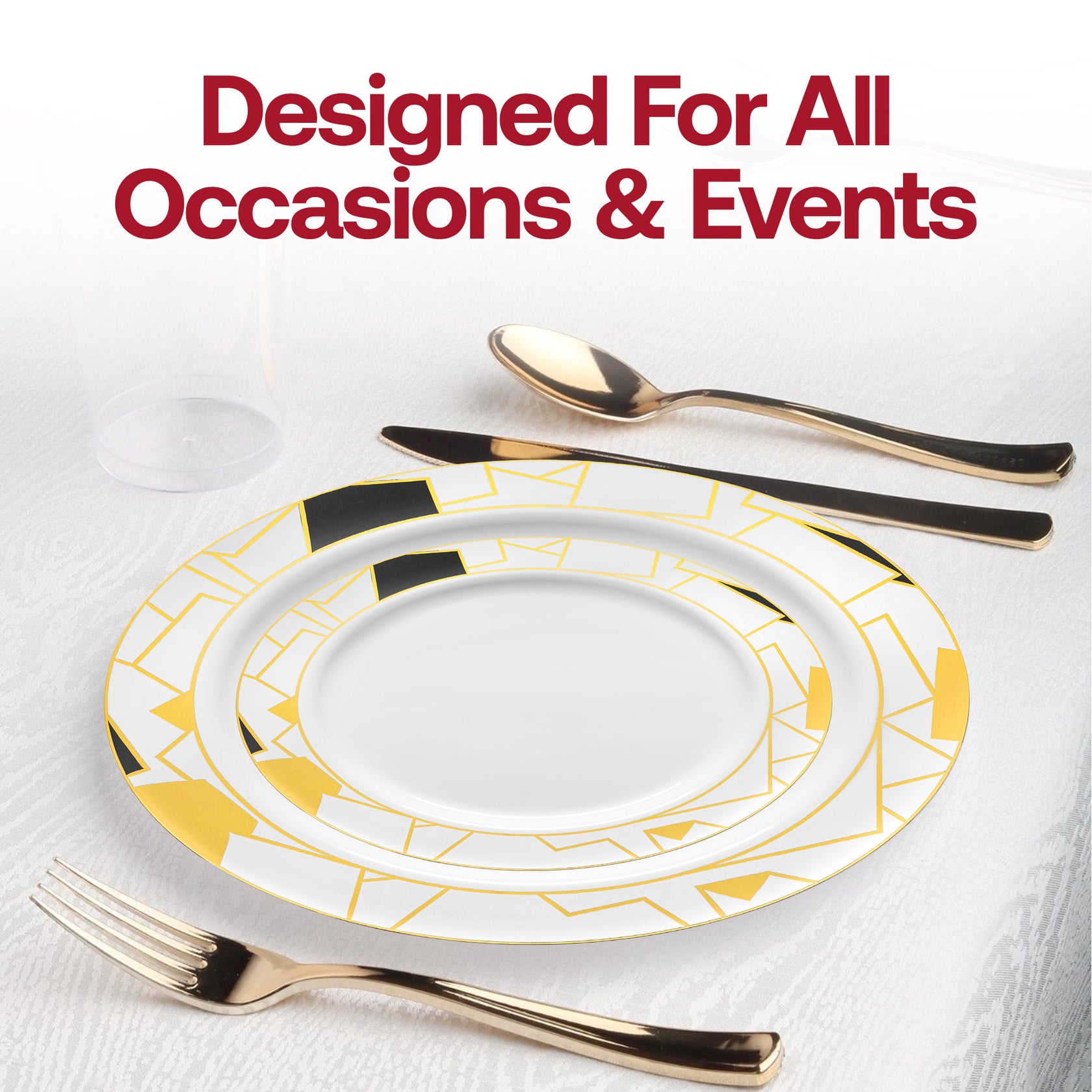 Plastic Plate - Black Gold Abstract Dinner Plates | Kaya Collection ...